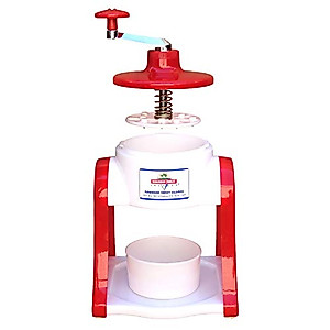 Deluxe Shave Ice Snow Cone Maker Ice Shaver Hand Crank, non-electric - RED