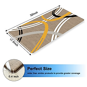 Artnice Mat for Standing Desk One Piece, Modern Abstract Design Anti Fatigue Mats for Kitchen Floor,Waterproof Memory Foam Kitchen Rugs,Cushioned Comfort Mat for Home & Office, 17.5"x32",Brown