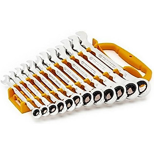 GEARWRENCH 16 Pc. Ratcheting Combination Wrench Set with Tray, Metric - 9416 , Silver