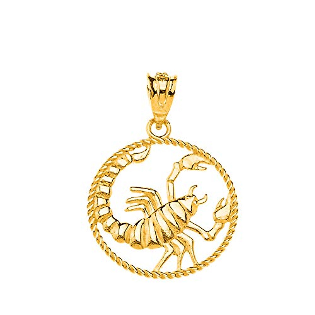 Certified 10k Yellow Gold Round Scorpio Zodiac Sign Twisted Style Rope Charm Pendant