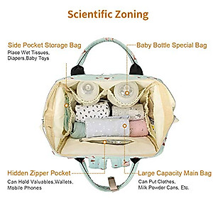 CAMILLEMMA Diaper Backpack for Mom Dad Baby Care, Maternity Nappy Baby Bags for Boys Girls Large Green