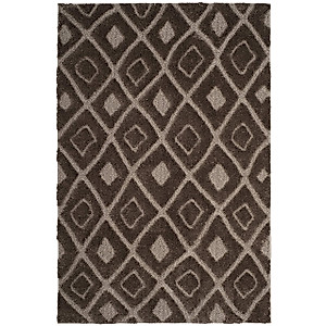 SAFAVIEH Olympia Shag Collection Area Rug - 5'1" x 7'6", Mushroom, Moroccan Boho Trellis Design, Non-Shedding & Easy Care, 1.2-inch Thick Ideal for High Traffic Areas in Living Room, Bedroom (OSG319C)