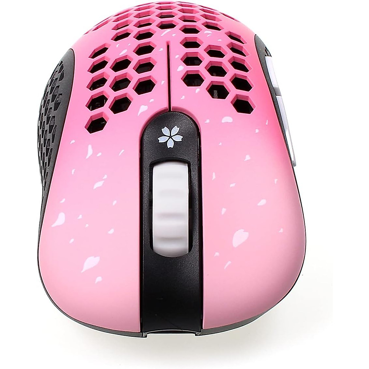 Gwolves Skoll Mini SK-S Sakura 50g Ultralight Weight Honeycomb Design Ergonomic Gaming Mouse with 3389 Sensor - PTFE Skates - 16,000DPI - Detachable Cable (Pink) (Small)
