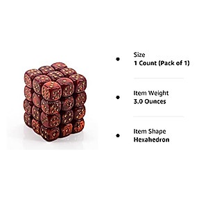 Chessex Dice d6 Sets: Scarab Scarlet with Gold - 12mm Six Sided Die (36) Block of Dice