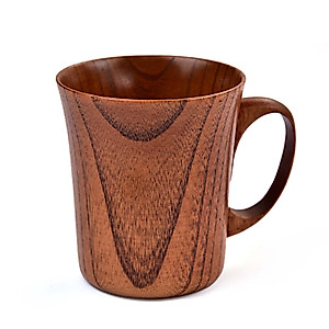 Aritjt Wooden Coffee Cups Tea Cups with Handle, 9.5oz, 280ml, Wood Outdoor Travel Man Mug Tea Camping Cup,Drinking Wood Mugs for Beer/Coffee/Milk/Water