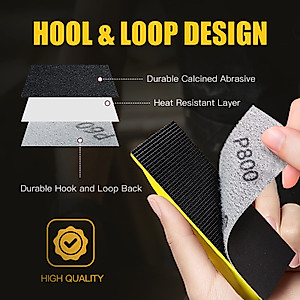 Micro Sander Tool Kit with 100 Piece Detail Finger Sander 3.5” x 1” Mini Sanding Block for Crafts, DIY, Wet Dry Sandpaper of 60, 80, 100,120, 150, 180,240, 320, 400 and 600 Grits