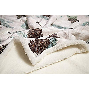 Pinecone Rustic Cabin Sherpa Throw Blanket 54x68
