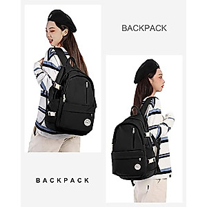 VGOCO Backpack for Women,Unisex Lightweight Backpack Bag Water-proof Casual Rucksack for Women Men Fits 14 inch Laptop Work Daypack Black