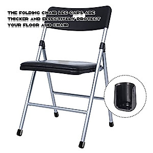 36 Pieces 7/8 Inch Folding Chair Leg Caps Heavy-Duty Plastic Chair End Caps Non-Marring Furniture Glides Round Hardwood Floor Protectors (Black)