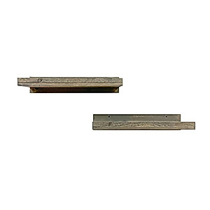 del Hutson Designs 24 Inch Rustic Luxe Farmhouse Solid Natural Pine Wood Wall Mount Display Picture Ledge Floating Shelf Pair, Gray (Set of 2)