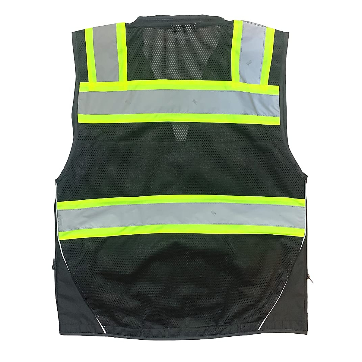 Vero1992 (C) Vest Mens Class 2 Black Series Safety Vest With Zipper and Utility Pockets Premium Black Series Surveyors Vest (Medium, Black)