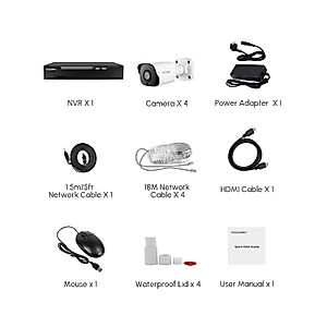 PoE 4K Security Camera System 8CH, VEEZOOM 4pcs 5MP Outdoor Security Cameras, AI Human/Motion Detection, 4K 8 Channel NVR with 2TB HDD, NVR Security Camera System for 24/7 Recording