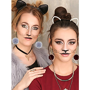 Hicarer 6 Pairs Ball Earrings Pom Pom Earrings Faux Fur Ball Earrings Pom Dangle Earrings Puff Ball Earring for Women