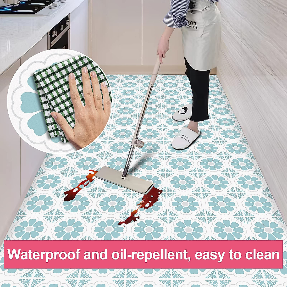 Peel & Stick Floor Tiles Vinyl Flooring 8"x8", Suitable for Wall, Floor, Kitchen, Bathroom, Pet House 10 Sheets (8x8 inches, Tamensa Encaustic, 10)