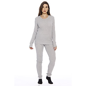 Just Love 2-Piece Women's Thermal Underwear Set Waffle Knit Base Layer Thermals, Grey, XX-Large