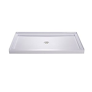 DreamLine SlimLine 36 in. D x 60 in. W x 2 3/4 in. H Center Drain Single Threshold Shower Base in White, DLT-1136600
