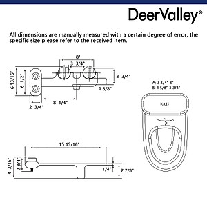 DeerValley DV-1B0095 Non-Electric Toilet Bidet Attachment System with Dual Nozzles,Adjustable Water Pressure, Rear and Feminine Wash,White