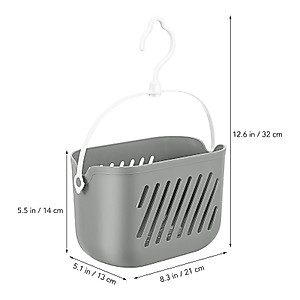 DOITOOL Hanging Shower Caddy Plastic Hanging Shower Basket Portable Kitchen Organizer Storage Basket with Hook for Home Bathroom Kitchen, Grey Plastic Shower Caddy Basket