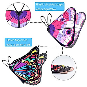 Coopay 10 Pieces Kids Butterfly Wings Costume with Masquerade Mask Antenna Headband for Kids Halloween Party (Rainbow and Pink)
