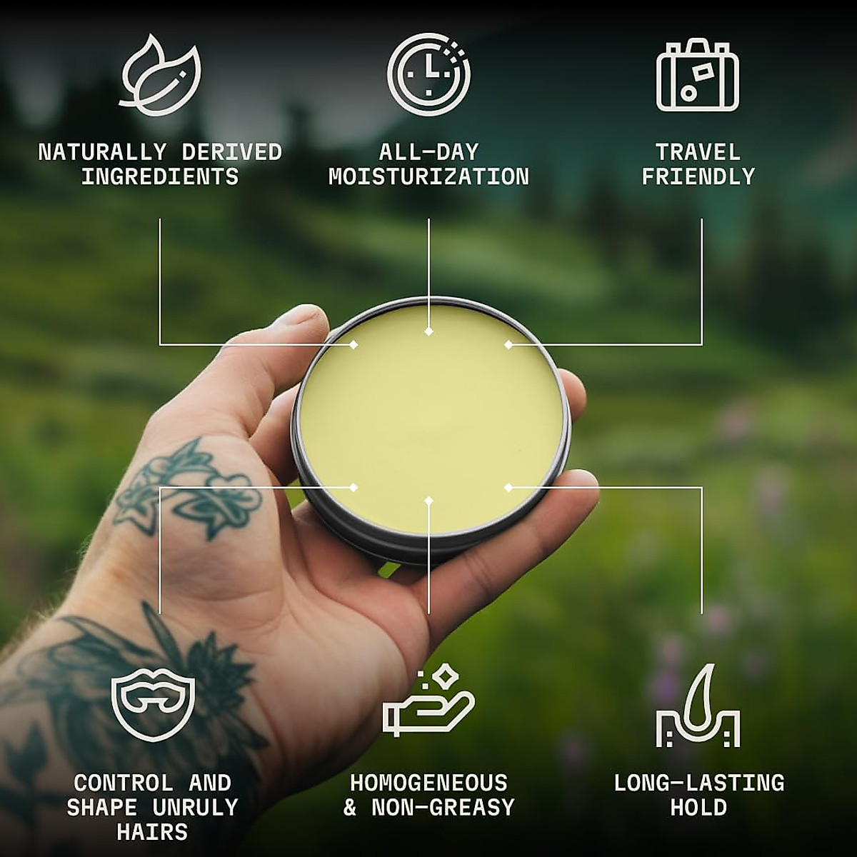 Striking Viking Pack of 2 Mustache Wax (Vanilla Scent) & Beard Folding Comb for Men