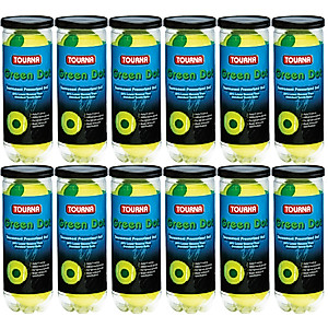 TOURNA 12 Pack Pressurized Green Dot Tennis Balls in a Pressurized Can, USTA Approved