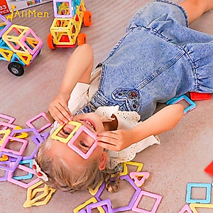 JAiiMen Magnetic Tiles Toys, Kids Building Blocks Set, 3D Magnet Tile Girls Boys STEM Toy Learning Educational Christmas Birthday Gifts for Toddlers 3 4 5 6 7 8+ Year Old