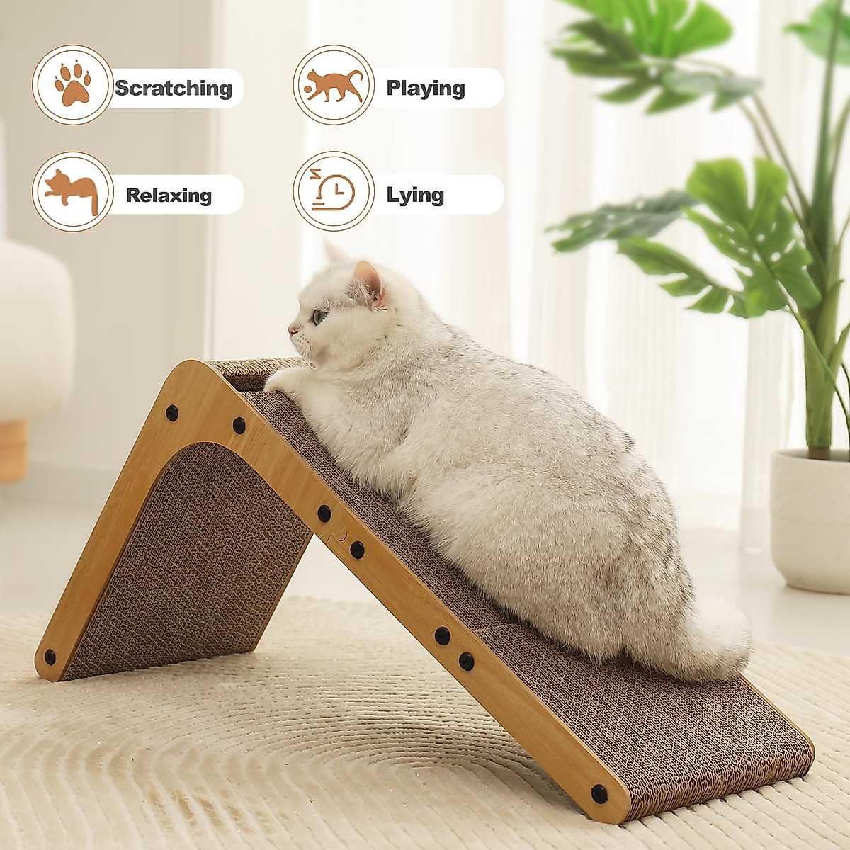 Familypoint Cat Scratcher, Cat Scratching Post with Ball Cat Toy, Large Cat Scratcher for Indoor Cats with Catnip,Cat Scratching Board Cardboard Cat Scratcher with Double-Sided Usability