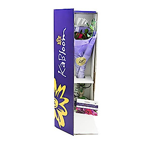 KaBloom Sapphire Red Bouquet of Fresh Red Roses and Exotic Blue Orchids with Vase