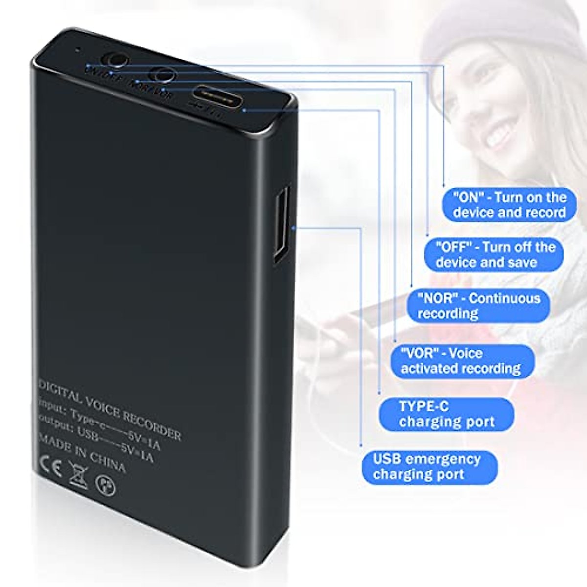 Voice Recorder - 288 Hours Long Continuously Record, 2500mAh Battery Long Standby - Strong Magnetic-32GB Portable Sound Recorder Device for Interview, Meeting, Lecture and Class