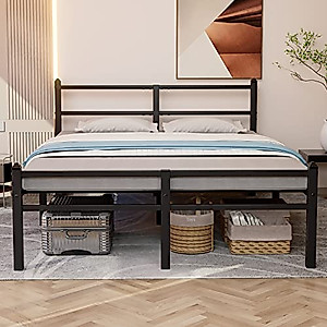 GreenForest Twin Bed Frame Quick Lock Heavy Duty Metal Platform and Queen Bed Frame with Headboard