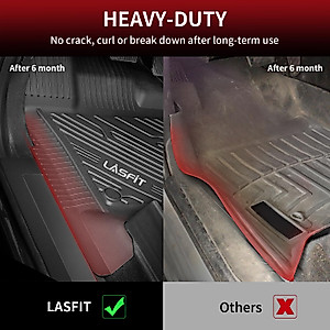 LASFIT Floor Mats Fit for Ford F-150 2015-2024/ F150 Lightning 22-24 SuperCrew Cab (Rear w/o Under-Seat Fold Flat Storage), All Weather TPE Truck Liners,1st & 2nd Row, Black