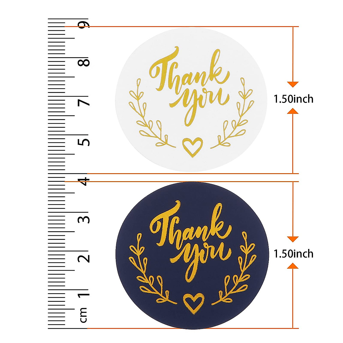 Thank You Stickers, 2 Rolls of 1000, 1.5 Inches in Diameter, Rose Gold Fonts, White/Blue Waterproof Thank You Stickers for Seal and Decorate Bags, Envelopes, Boxes, Greeting Cards, Gifts, Crafts