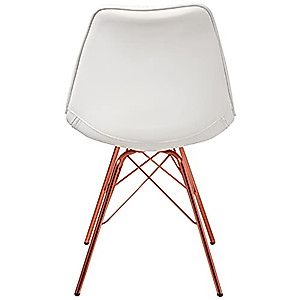 OSP Home Furnishings Langdon Faux Leather Task Chair with Rose Gold Base, White
