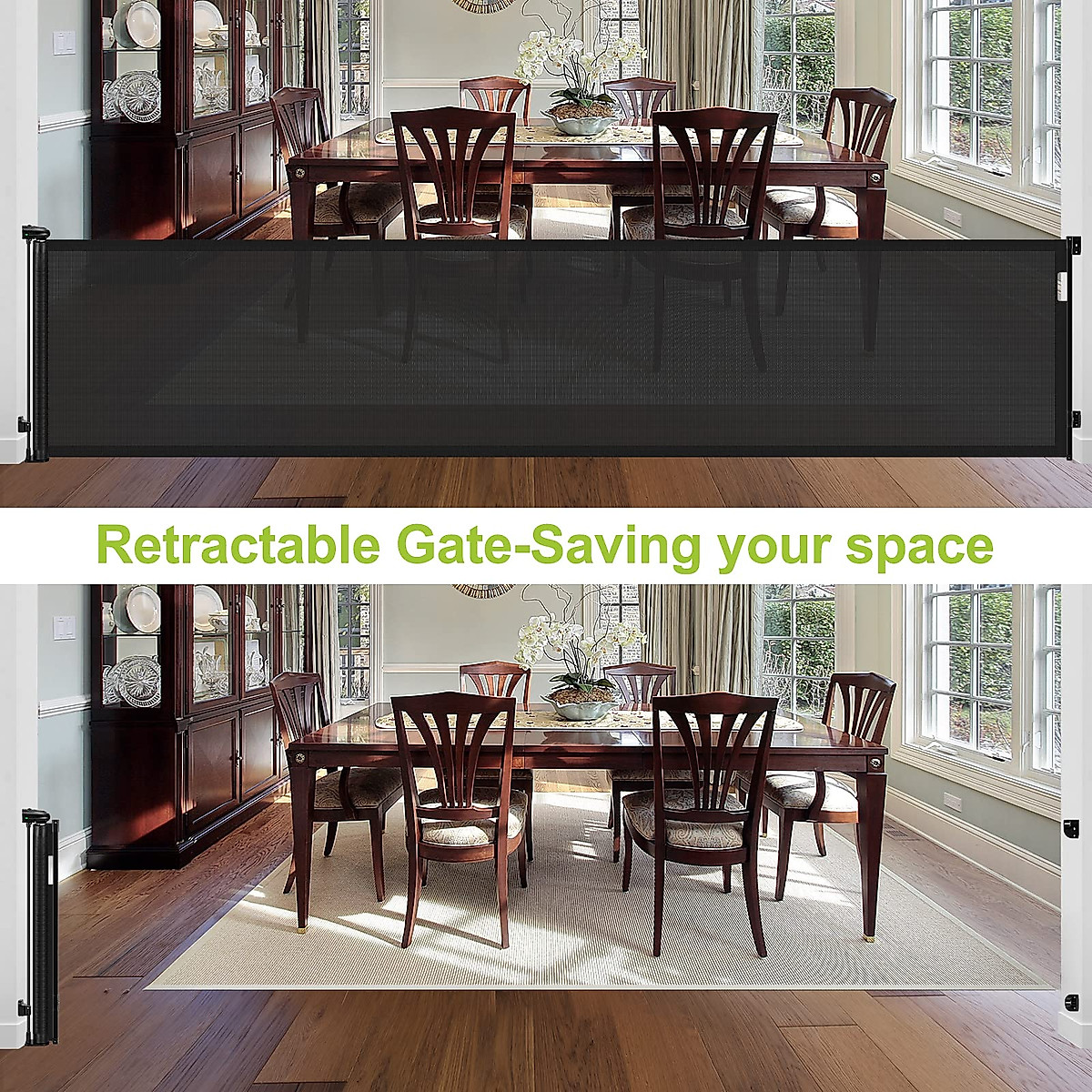 82 Inch Extra Wide Dog Gates for The House Extra Wide Retractable Baby Gates for Dogs Extra Long Baby Gate for Large Openings Outdoor Retractable Gate for Dogs Indoor Extra Large pet Gate Doorway Gate