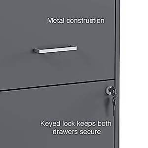 STAPLES 2 Drawer Vertical File Cabinet, Locking, Letter, Graphite, 18-Inch D, 2/Pack (St52143-Ccvs)