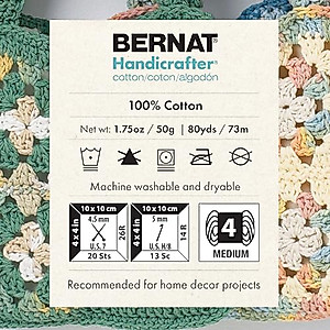 Bernat Handicrafter Cotton Mod Blue Yarn - 6 Pack of 50g/1.75oz - Cotton - 4 Medium (Worsted) - 80 Yards - Knitting/Crochet