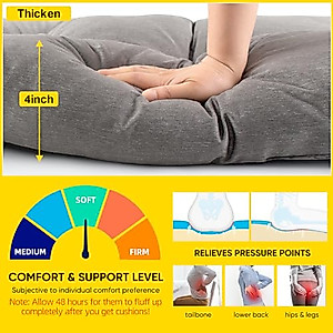 Millsilo Outdoor Bench Cushion, Indoor Tufted Memory Foam Furniture Cushions, Water Resistant Patio Bench Cushions, Non Slip Thicken Garden Settee Kitchen Dining Seat Pads 42x16x4 in, Heather Grey