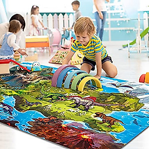 Oriate Kids Toy Dream Mat Monster Truck Activity Playmat, Multi Color Parent-Child Interaction Game Rug, Ideal Children's Educational Floor Mats for Monster Cars Construction Truck Toys 552-M