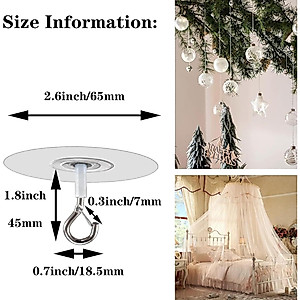 Adhesive Ceiling Hook - Weight-Bearing Stick-On Ceiling Hook, Sticky Ceiling Hook | Drill Free Hanging Ceiling Hook with Safety Clasp, Water Resistant Hook for Ceiling Plants Chimes，Home Storage Hooks