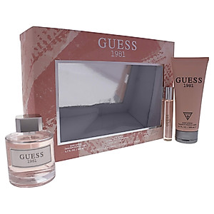 Guess 1981 for Women 3 Piece Gift Set, 3.4oz Eau De Toilette Spray + 0.5oz Eau De Toilette Spray + 6.7oz Body Lotion