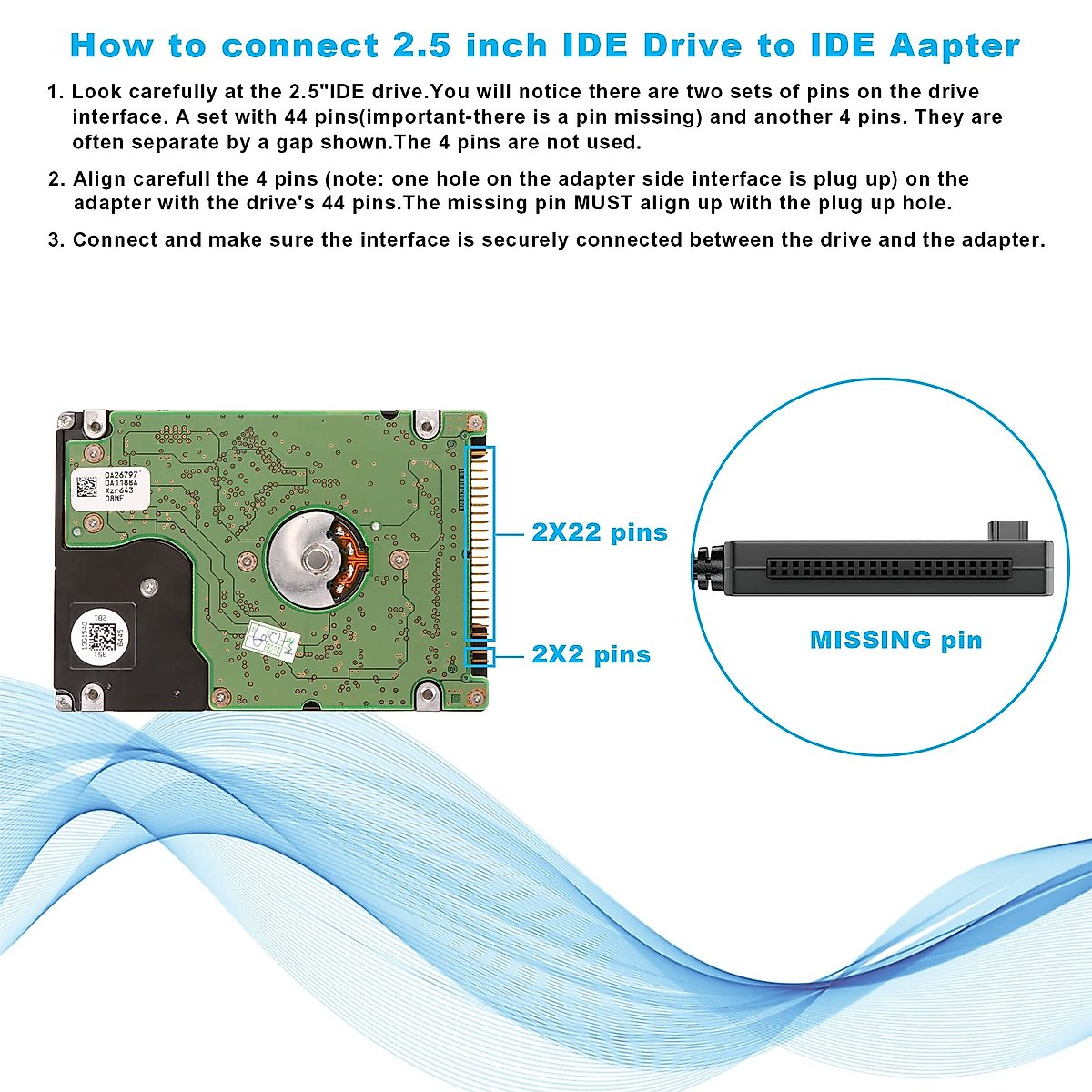 AGPTEK® SATA/PATA/IDE Drive to USB 2.0 Adapter Converter Cable for Hard Drive Disk HDD 2.5" 3.5", Compatible with USB 1.1/2.0/3.0, with External AC Power Adapter Included