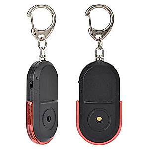 Whistle Key Finder, Wireless Anti Lost Alarm Key Finder Lost Sound LED Light with Battery Red Ey Keyring Locator Whistle (Red)