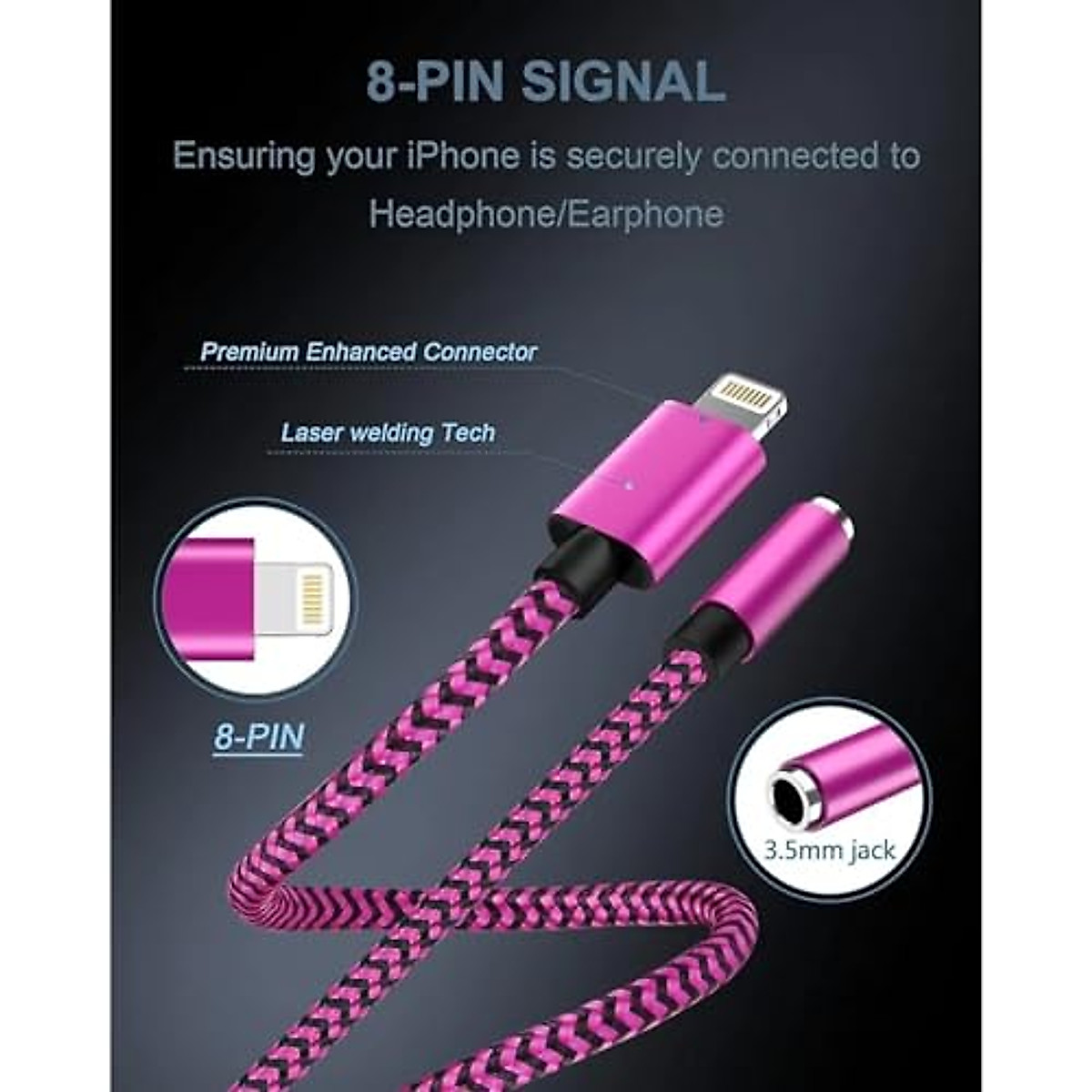 [Apple MFi Certified] 2Pack iPhone Headphone Adapter, Lightning to 3.5mm Headphone Audio Aux Jack Adapter iPhone Dongle Car/Home for iPhone 14 13 12 11 Pro Max Plus Mini XR XS 8