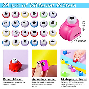 Set of 48 Kid Craft Bundle Includes 24 Hole Punch Shapes and 24 Decorative Scissors Paper Punches for Crafting Kid Safe Scissors for DIY Scrapbooking Photo Album Fun Art Projects