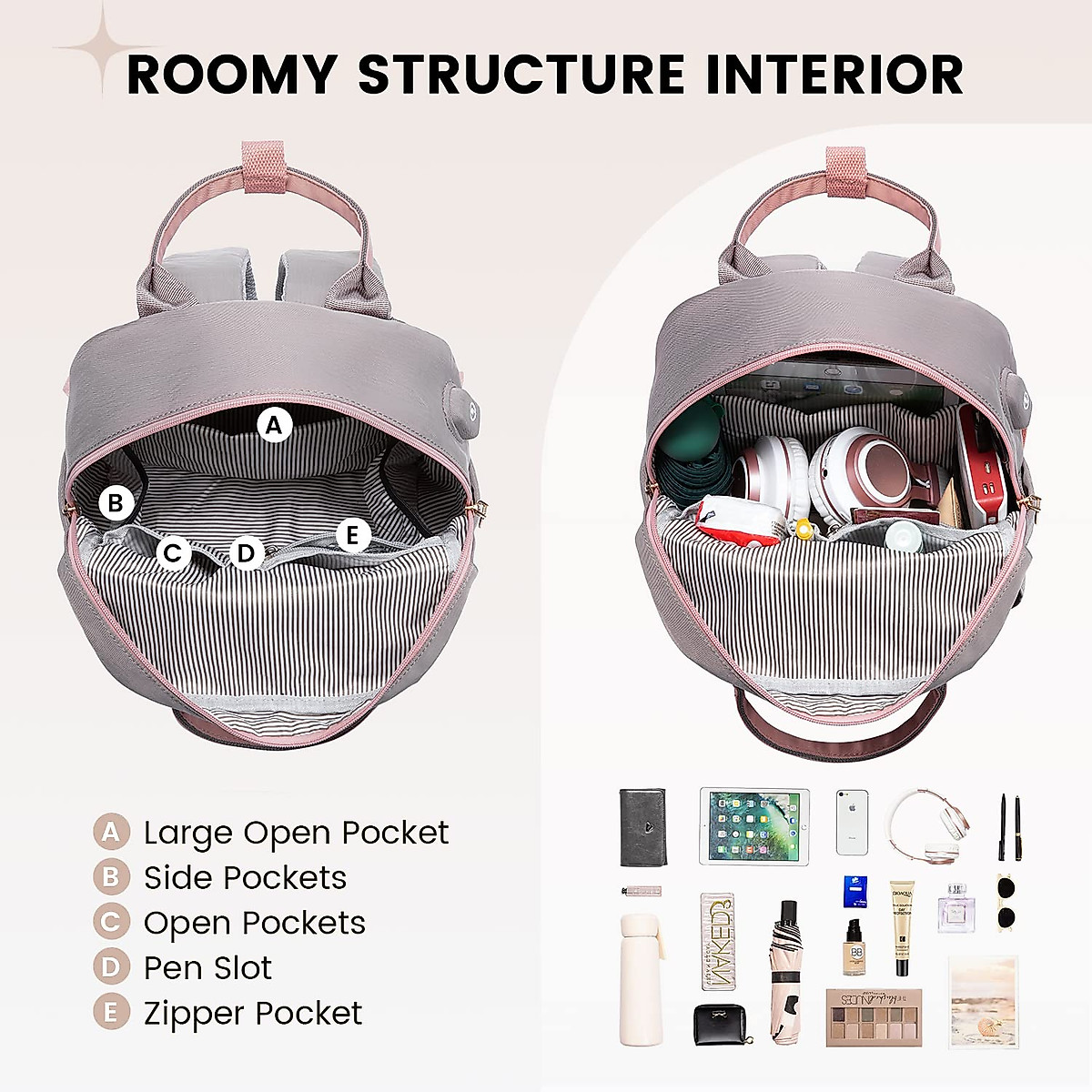 LOVEVOOK Mini Backpack for Women Stylish Waterproof Backpack Purse with USB Port, Cute Bookbag for College School Travel