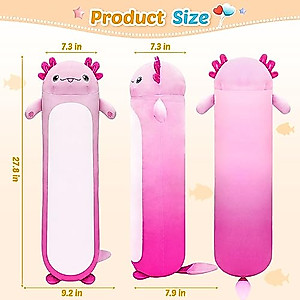 Axolotl Plush Pillow, Long Soft Stuffed Animal Body Plush, Cute Animal Plush Pillow, Kawaii Axolotl Toy Gift for Girls Boys (Pink)