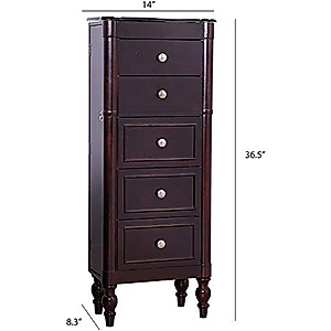 Hives and Honey Scarlett Jewelry Armoire - Elegant Storage Organizer for Your Precious Pieces | Solid Wood, Mirrored Lid | Anti-Tarnish Felt Lining | Espresso Finish