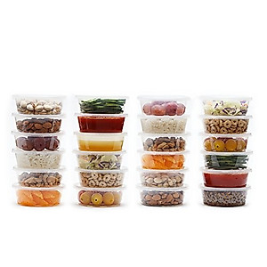 8 oz Plastic Containers with Lids (50 sets) - Food Storage Containers Great for Slime, Party Supplies, Meal Prep and Portion Control - Leakproof and Microwave Safe BPA Free 8oz Plastic Jars with Lids