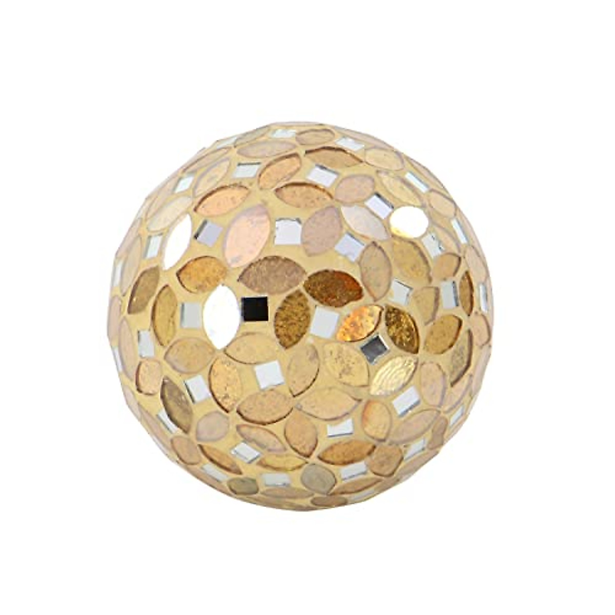 Deco 79 Glass Handmade Mosaic Orbs & Vase Filler, Set of 4 4"D, Gold