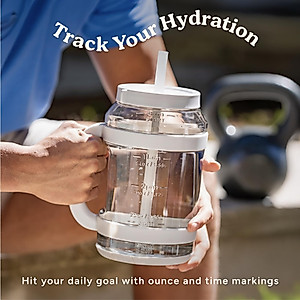 Reduce WaterDay 80 oz Water Jug with Time/Ounce Markings - Spill-Proof Straw, Durable Tritan - Big Water Bottle for Daily Hydration - Dishwasher Safe, Clear & Easy to Clean, Lilac Bud